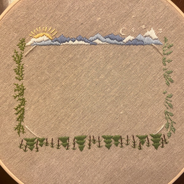 PDF Pattern, Nature Embroidery, 4x6" Frame, Mountain Range, Forest ...