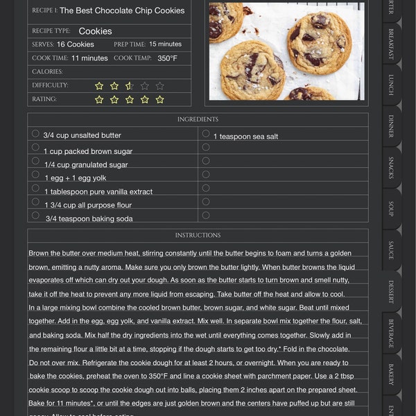 Digital Recipe Book for Goodnotes, Notability, Digital Recipe Journal ...