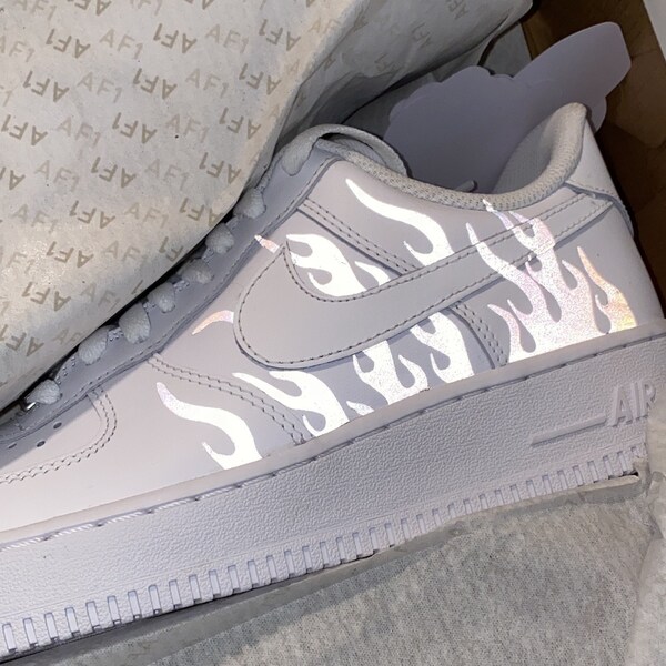 Reflective Flames Black Nike Air Force 1 | Custom Air Force 1s One | 3m ...