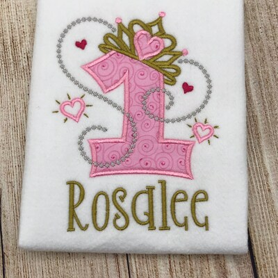 Princess Tiara Pearls 1 Applique Machine Embroidery Design Birthday ...