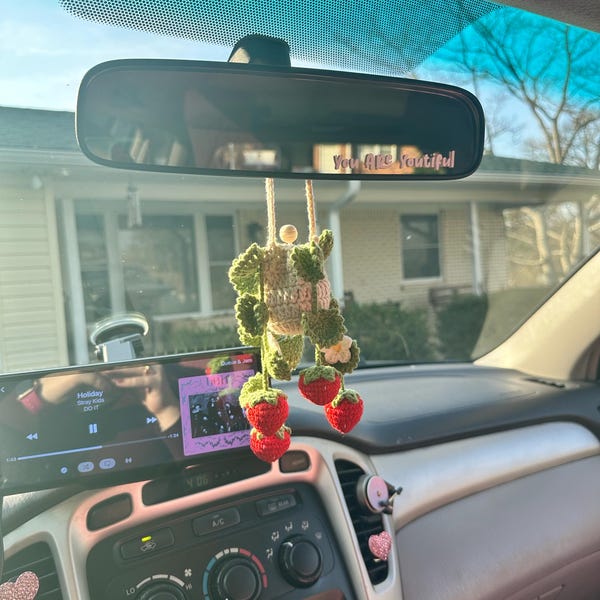 Crochet Car Air Freshener Diffuser, Handmade Plant Car Hanging With ...