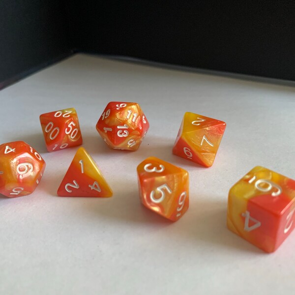 Fireball Fire Wizard Dice Polyhedral D&D Blended Dice Tabletop Games ...