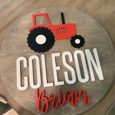 Custom Name Tractor Sign Baby Name Sign Nursery Room Decor Wood Sign ...
