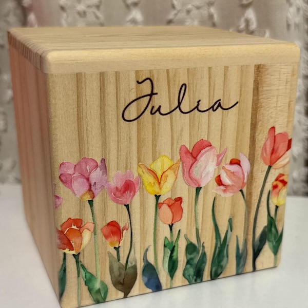 Personalized Birth Flower Piggy Bank for Baby Girl, Easter Gifts for ...