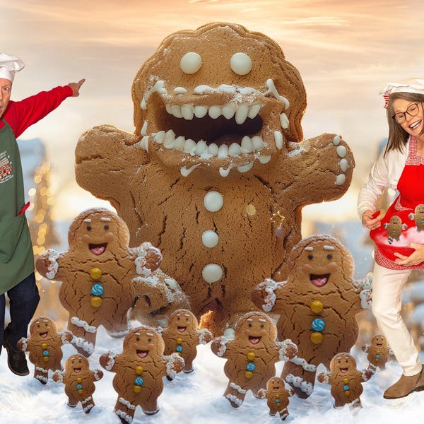 Gingerbread Digital Backdrop, Running From Gingerbread Cookie Monster ...