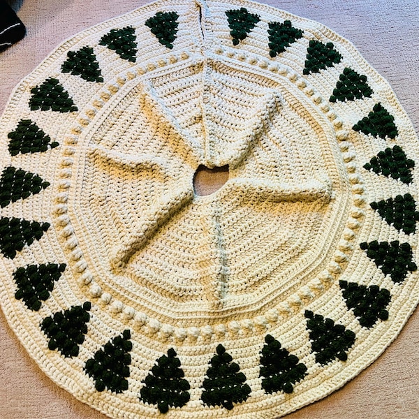 Bobble Christmas Tree Skirt- Crochet Pattern (pattern .pdf DIGITAL ...