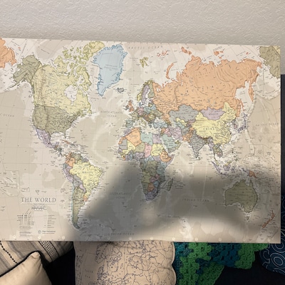 Classic World Map Large Poster Wooden Wall Hanging, Most Detailed up to ...