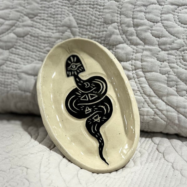Set of Plates - Made to Order - White Clay W Black Snakes Plate Set ...