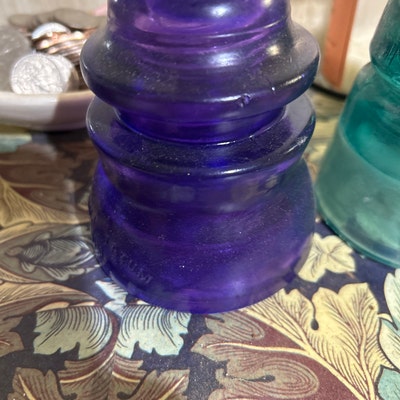2 Authentic Vintage Medium Size Glass Insulators Stained Purple. Set of ...