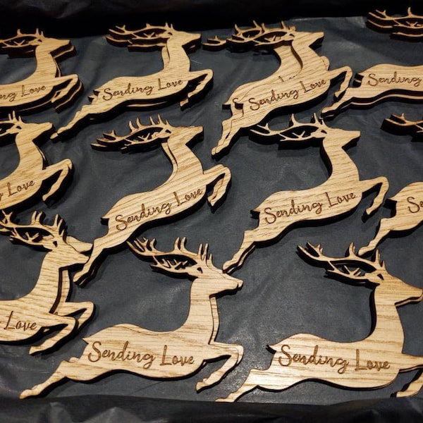 Christmas Personalised Reindeer Glass Decorations Stag Place Names ...