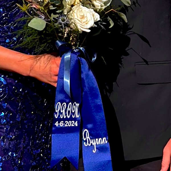 Preppy Monogrammed Homecoming or Prom Bouquet Grosgrain Ribbon ...