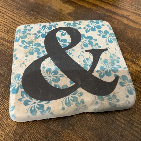 Handmade Alphabet Resin Coasters Ceramic Stone Coffee Tea Drink Shabby ...