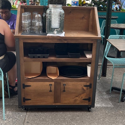 Rustic Industrial Reclaimed Wood Hostess / Host / Wait Staff Station ...