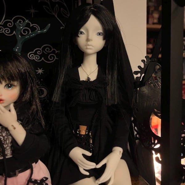 17cm Bjd Head Long Unicorn Mix, Violet Gray No Bangs Handmade Hand Dyed ...