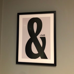 Retro Style Black and Beige Quote '& Chill'/ Textured Monochrome Quote ...