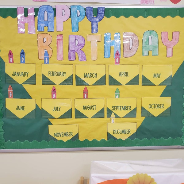 Crayon Birthday Bulletin Board, Classroom Decor, Birthdays, Crayons - Etsy
