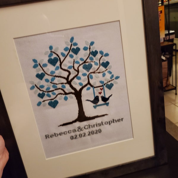 Tree of Life Wedding Cross Stitch Pattern, Personalized Mr & Mrs (PDF ...