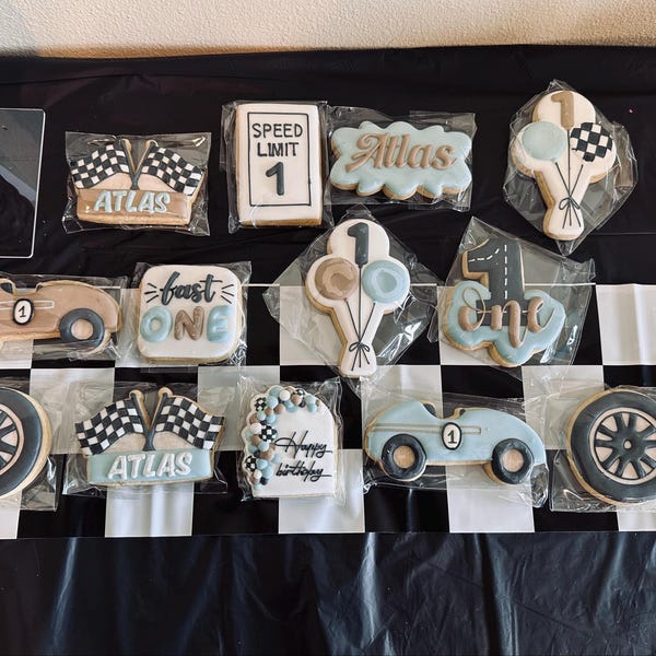 Two Fast Birthday Royal Icing Cookies, Car Racing Party, Car Birthday ...