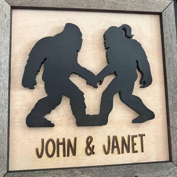 Bigfoot Couples Name Sign, Personalized Home Decor for Bigfoot Lover - Etsy