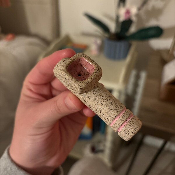 Small Pottery Smoking Pipe - Red Orange Textures - Handmade Clay Pipes ...