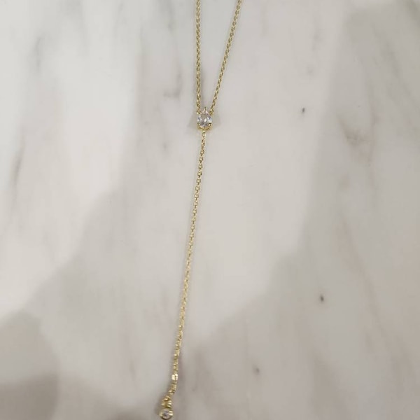 Lariat Necklace, Y Necklace, Dainty Necklace, Diamond Necklace ...