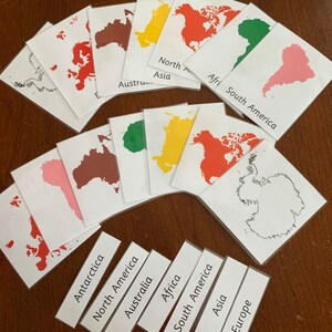 CONTINENTS of the WORLD 888 Montessori Cards LARGE Size World Map Flash ...