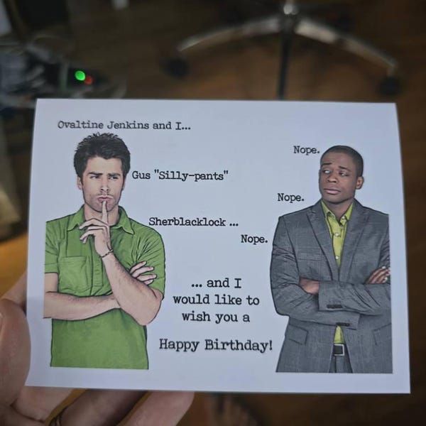 Psych Birthday Card - Shawn and Gus, Funny TV Show, TV Detective, Card ...