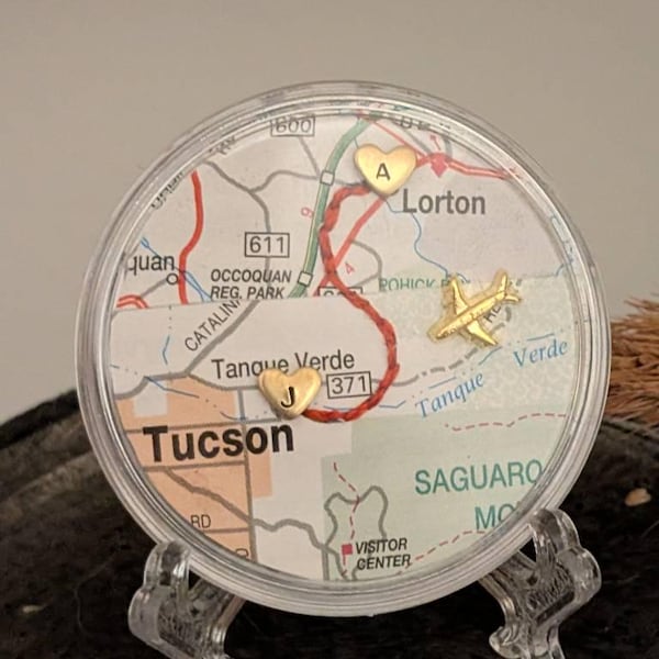 Long Distance Gift, Two Maps in One, Custom Map Gift, Maps in Frame ...