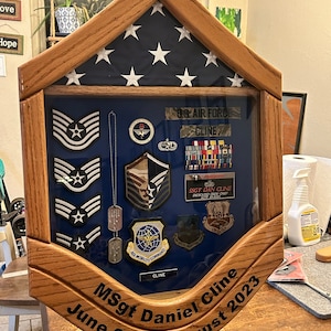 Handcrafted Air Force Msgt Shadowbox Military Shadowbox Retirement ...