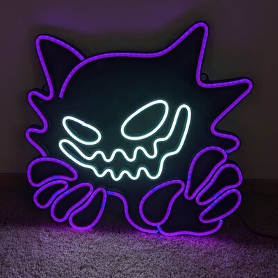 Gastly Neon Sign LED Pokémon Anime, Wall Art, Trendy Neon Sign, Light ...