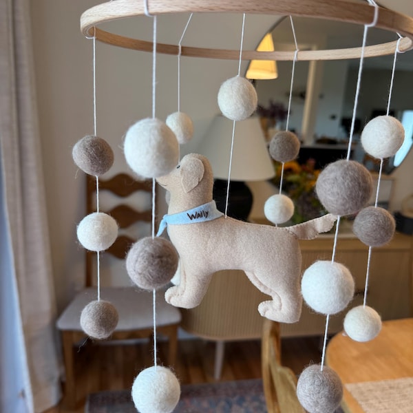 Dog Mobile for Nursery, Golden Retriever Dog Baby Mobile, Gender ...