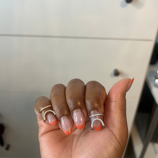 2 Fingertip Rings Fingernail Art Trendy Open Adjustable Rose Design ...