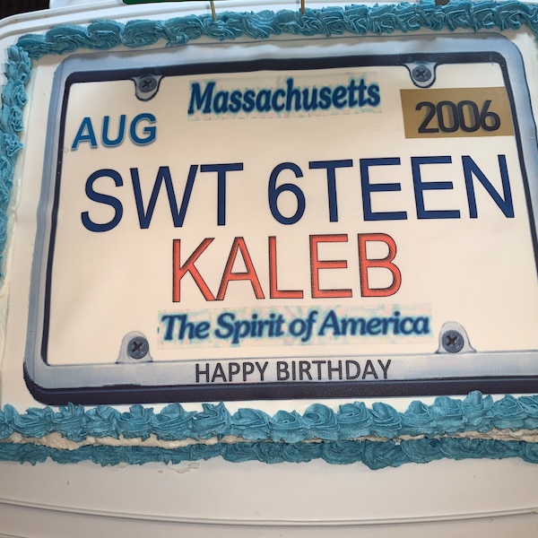 Sweet Sixteen License Plates Birthday Edible Cake Toppers Custom Topper ...