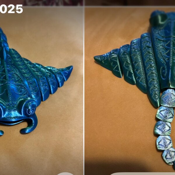 3d Printed Articulated Skeleton Dragon, Flat Wings Skeleton Dragon ...