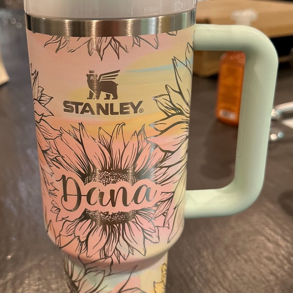 Engraved Stanley Tumbler, Laser Engraved Stanley, Flower Tumbler ...