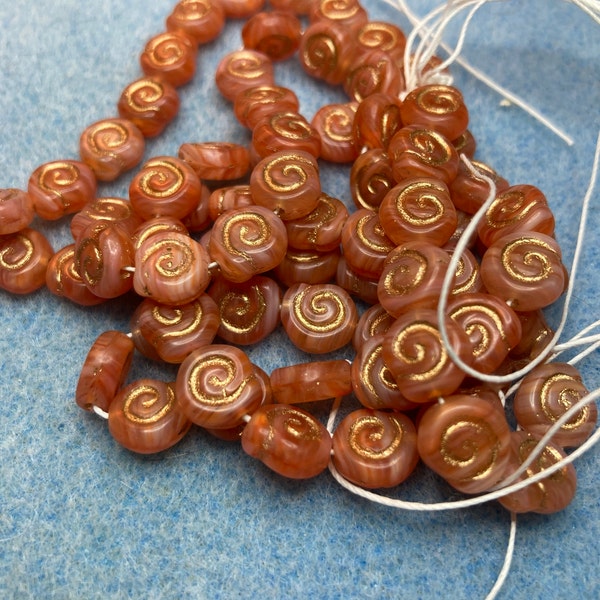 Small Snail Shell Bead - Czech Glass Beads - 9mm X 8mm - Various Colors ...