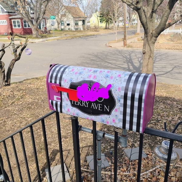 Customized Magnetic Mailbox Cover Floral - Personalized Address Mailbox ...