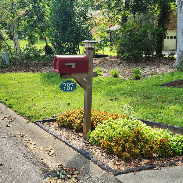 Personalized Oval Mailbox Sign With Large House Numbers, 7 X 12 ...