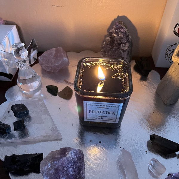 Protection Candle - Energy Cleansing - Crystal & Herb Candle ...