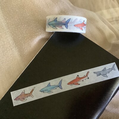 Shark Washi Tape, 10 Metres, 1.5cm, Stationary, Planner - Etsy
