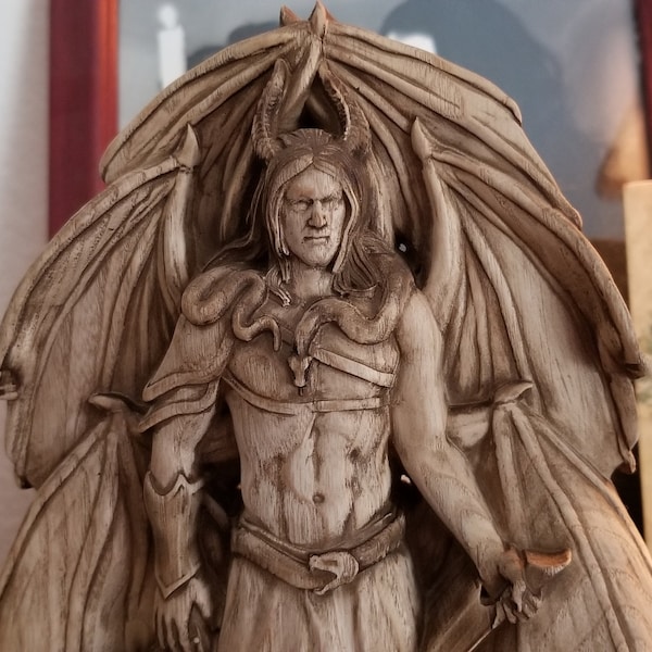 Handmade Samael Statue: Ash Wood Luciferian Occult Decor - Etsy