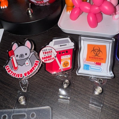 Blood Tubes Biohazard Acrylic Shaker Badge Reel for Nurses, Nursing ...
