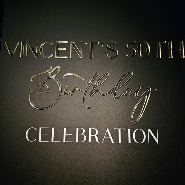 3D Gold Mirror Happy Birthday Acrylic Welcome Entrance Sign, Let's ...