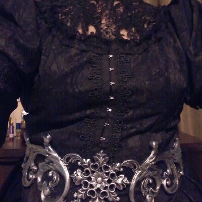 Silver Filigree Metallic Rubber Belt Steampunk Gothic Fairy Elf Baroque ...