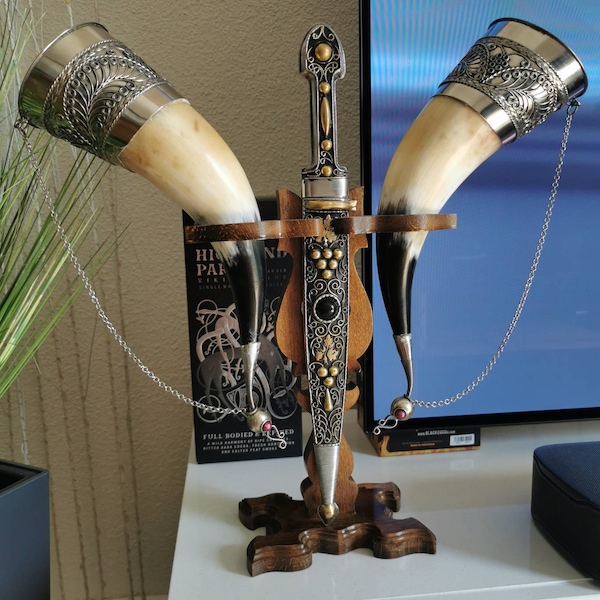 Drinking Horns With Stand for Wedding,viking Drinking Horn,groomsmen ...