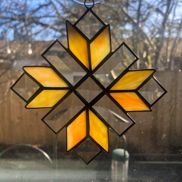 Stained Glass Beveled Suncatcher Diamond 6 Point Star - Etsy