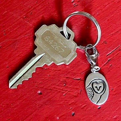 Sterling Silver Barn Owl Keychain Silver Owl Keyring Bird Key Chain - Etsy