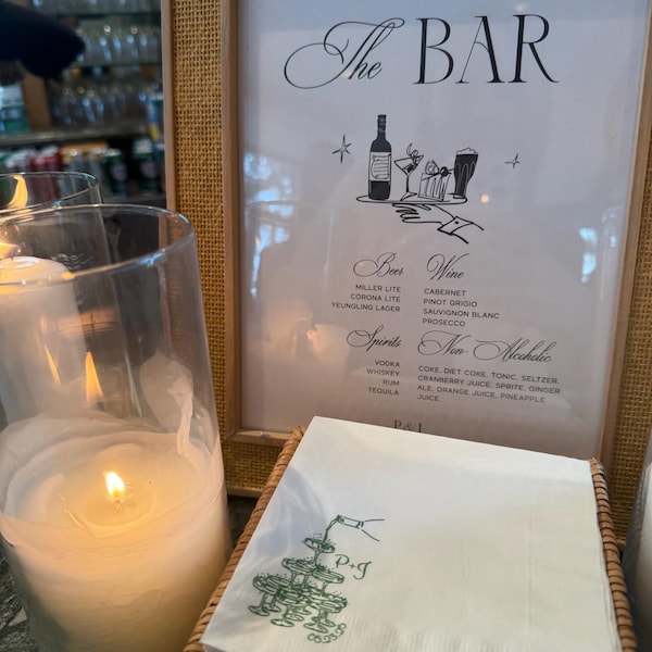 Custom Champagne Tower Cocktail Napkin | Wedding | Party | Bachelorette ...