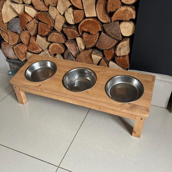Handmade Tall Wooden Raised Pet Dog Bowl Stand Table Bespoke - Etsy UK
