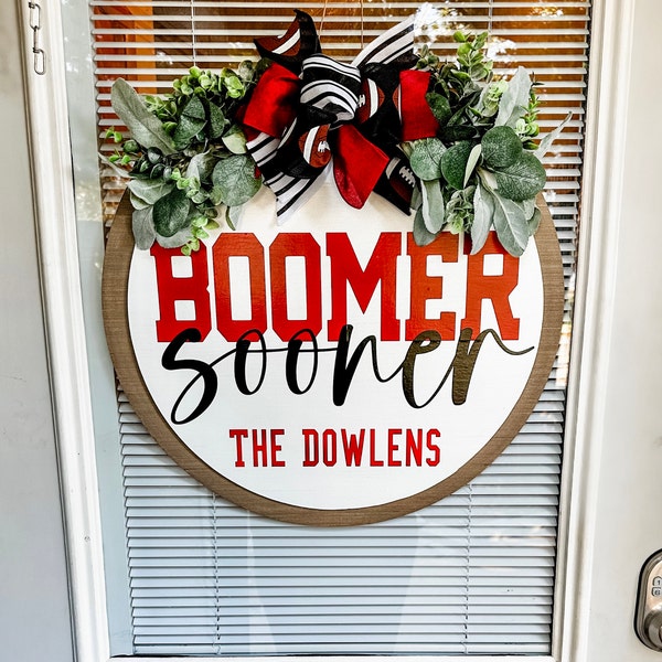 Oklahoma Sooners Front Door Decor | Boomer Sooner Sign | OU Wreath | OU ...